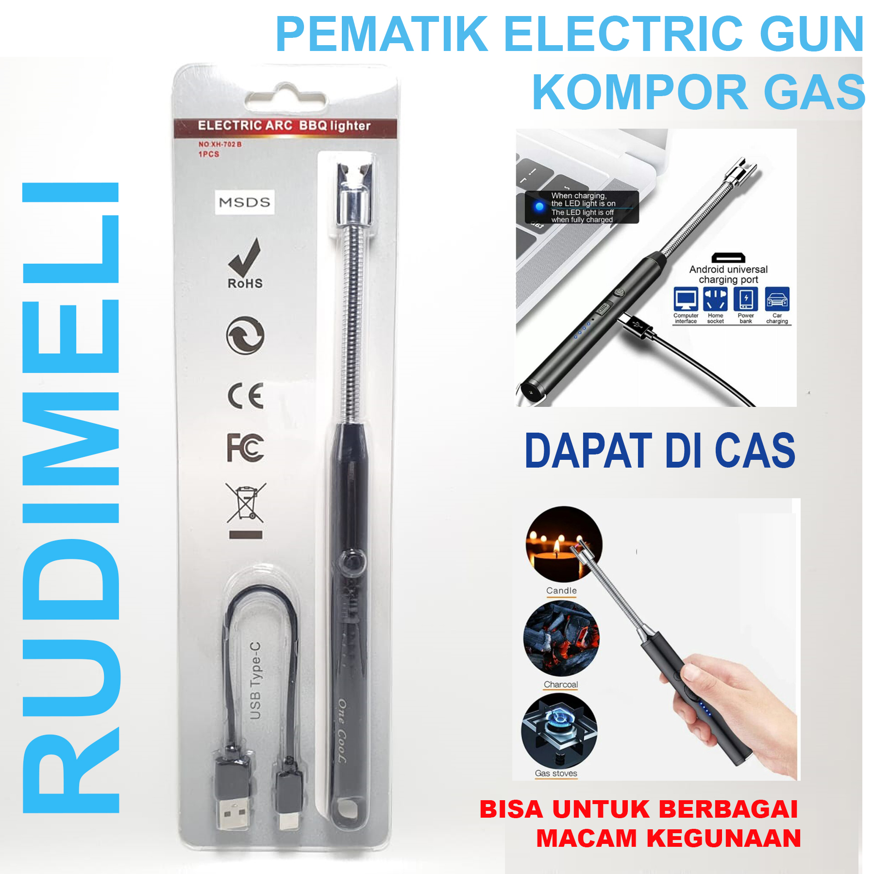 Pemantik Gas Elektrik | USB Rechargeable l-Lighter Pemantik Gas ...