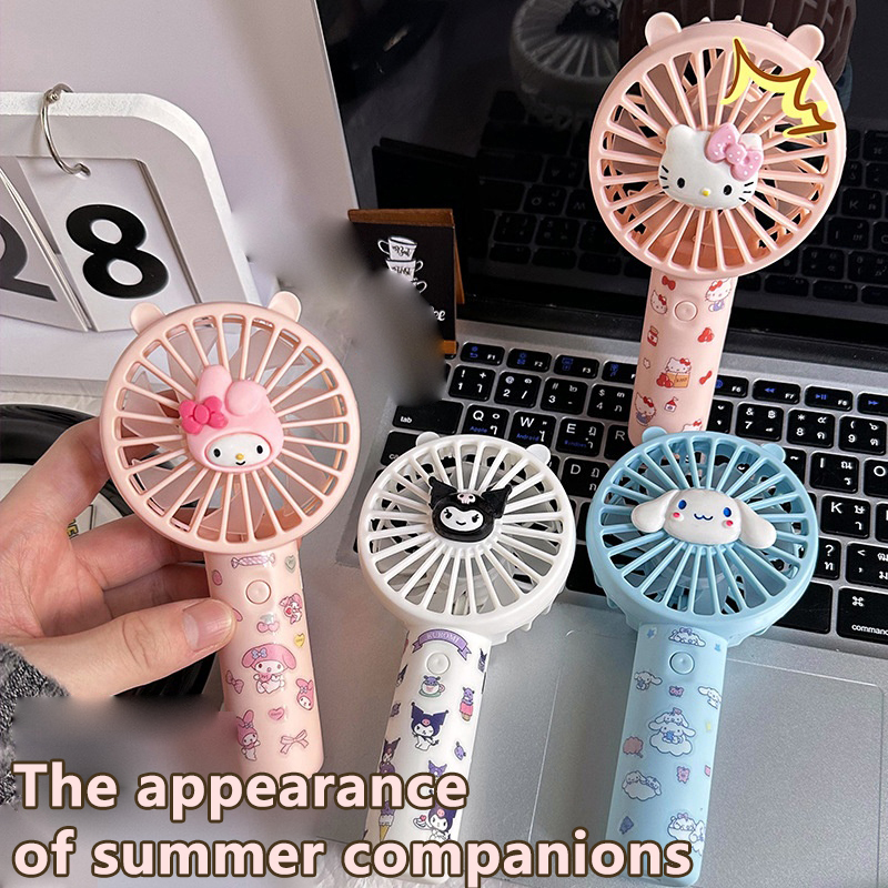 Mini Fan Cartoon Cinnamoroll Kuromi Melody Handheld Fan DIY Sticker ...