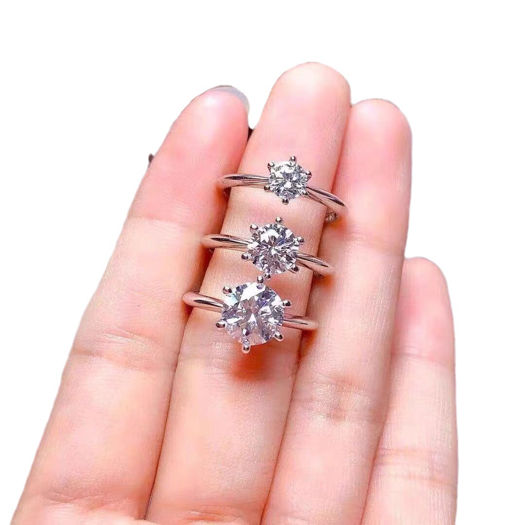 【Special offer】Imitation Mosan Diamond Ring Female T Family Classic Six ...