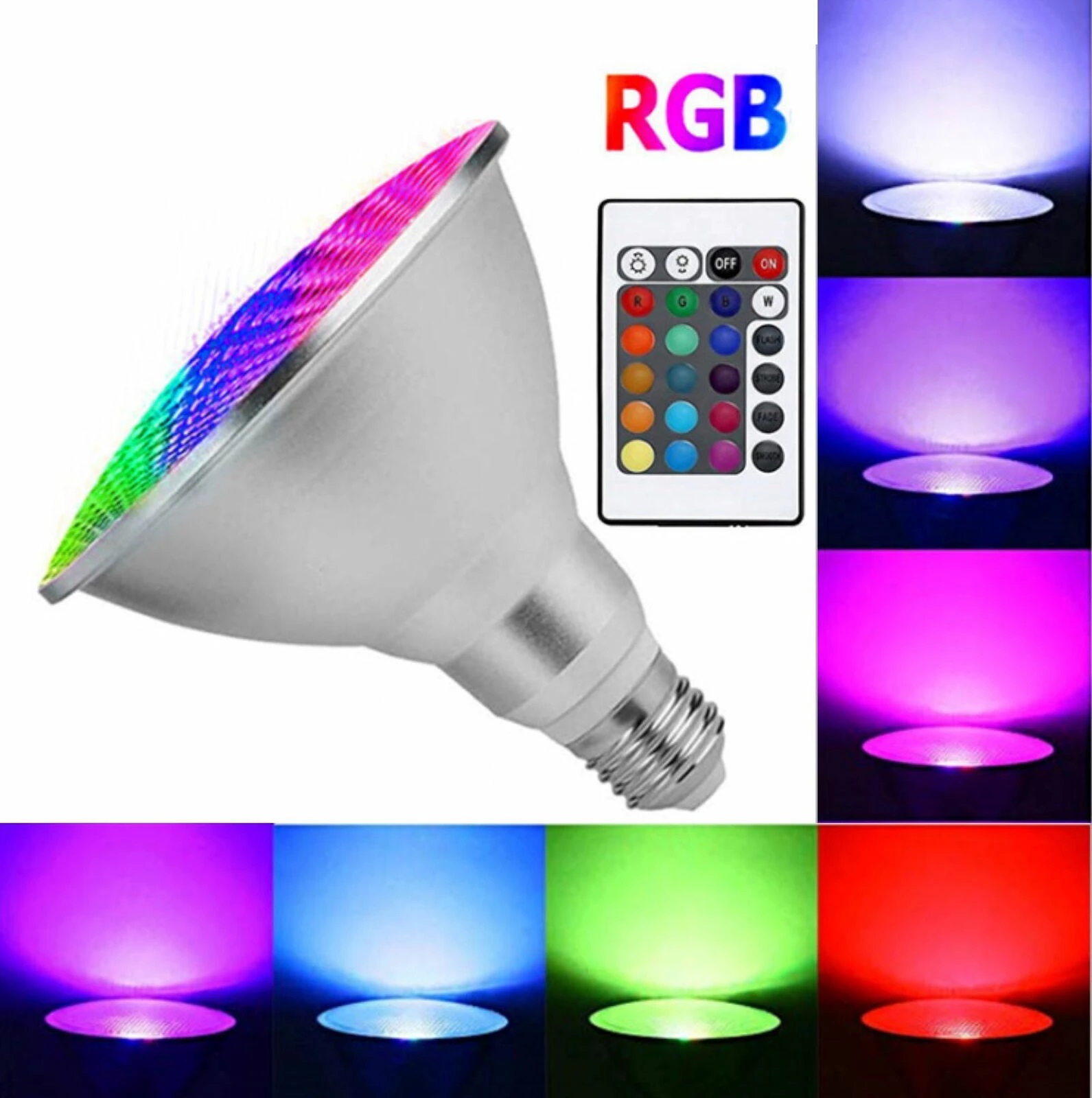 4X RGB หรี่แสงได้ PAR30 PAR38ไฟพาร์ E27 15W 25W หลอดไฟสปอตไลท์ LED โคม ...