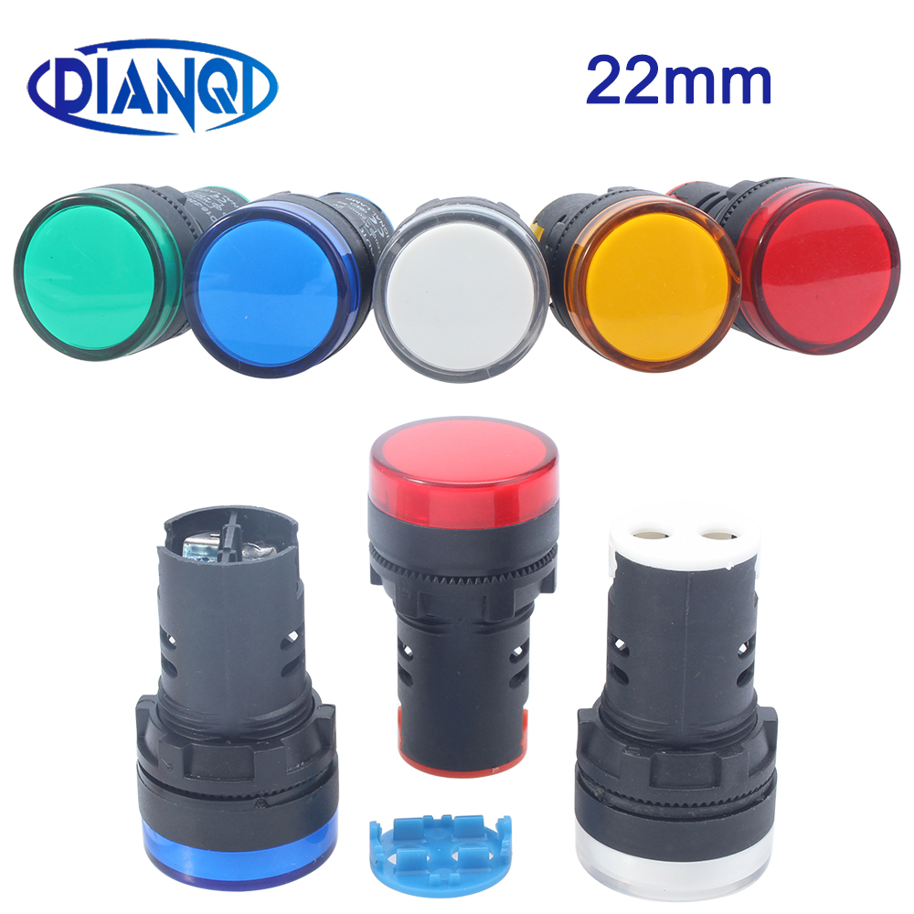 1pcs 22mm Panel Mount Power Led Indicator Pilot Lamp Blue Green Red ...
