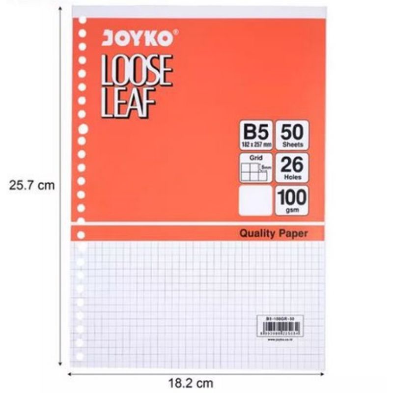 JOYKO Loose Leaf B5 Kotak B5-100GR Isi Kertas File Binder Grid 100 Gsm Isi 50 Dan 100 Lembar ...