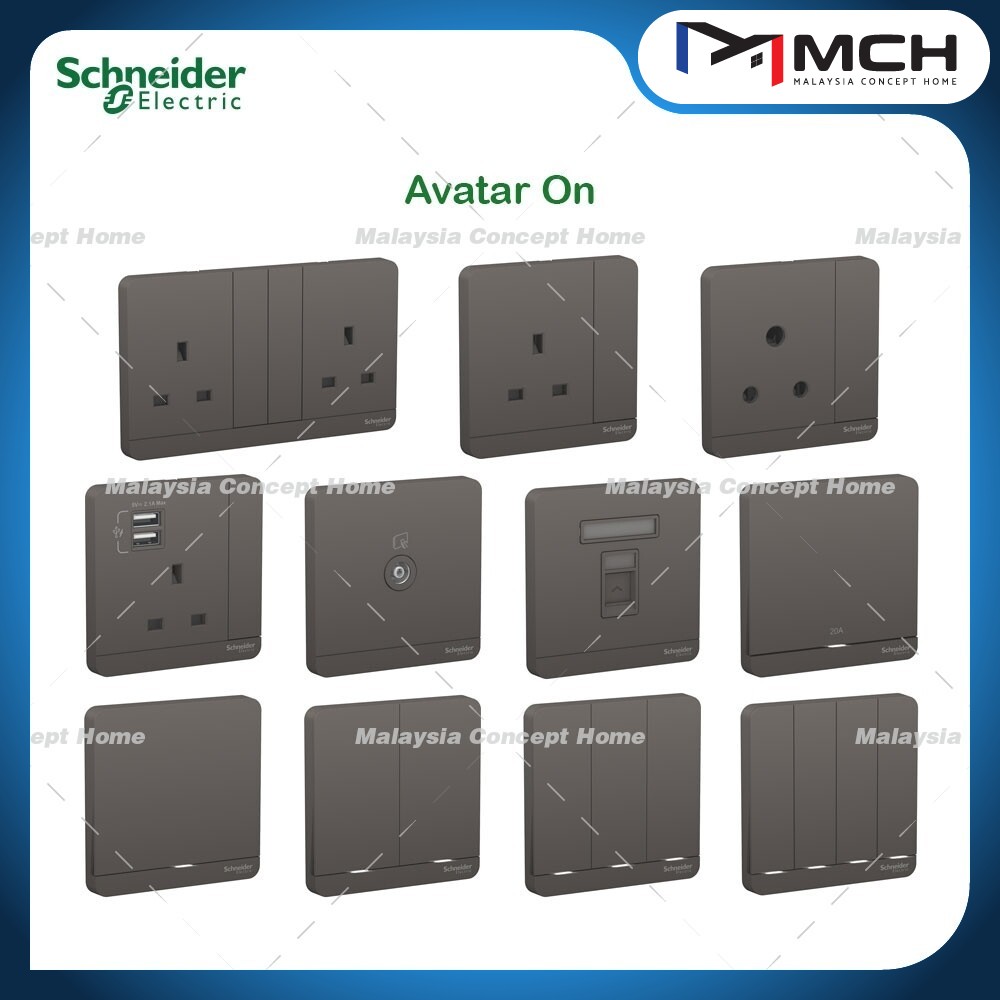 SCHNEIDER AVATARON SERIES DARK GREY SWITCHES & SOCKETS [FULL RANGE ...