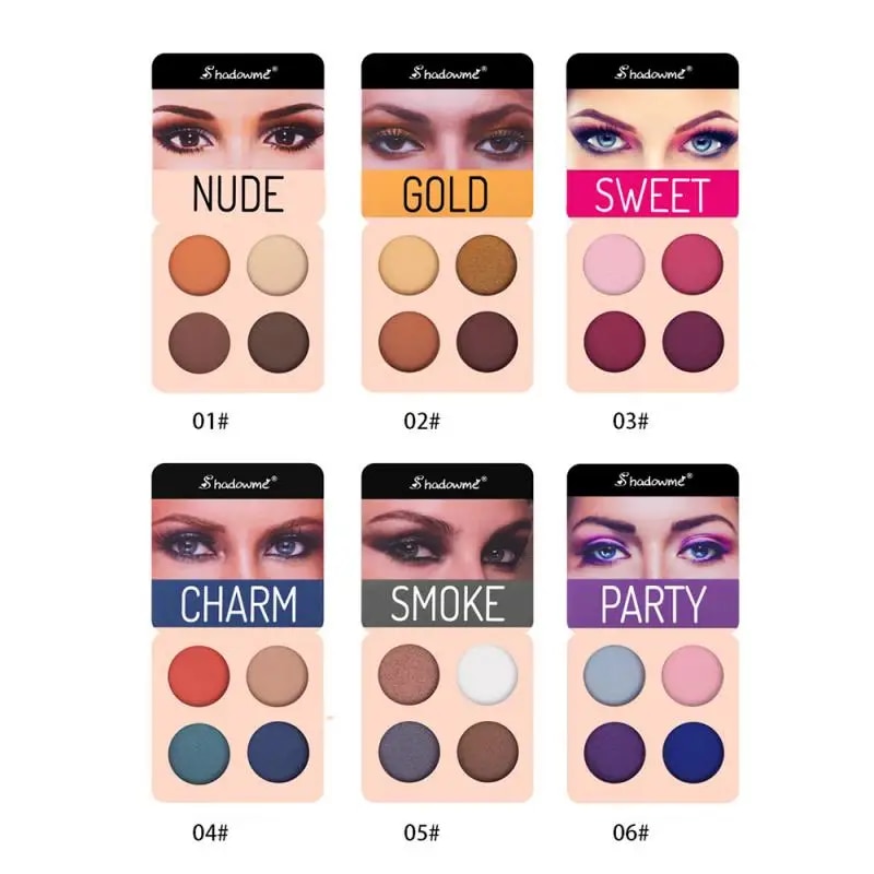 4 Colors Eyeshadow Palette Earth Color Dark Blue Red Eye Shadow Palette ...
