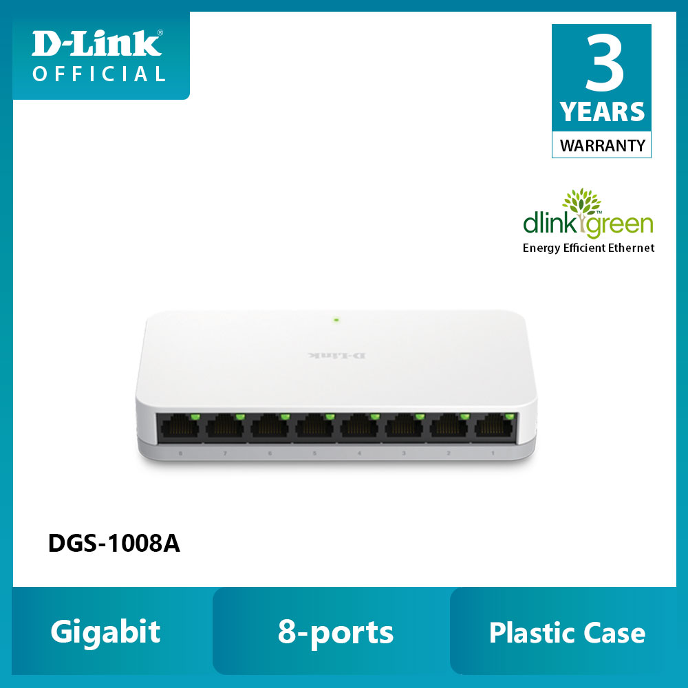 D-Link DGS-1008A 8-Port Gigabit Desktop Switch In Plastic Casing ...