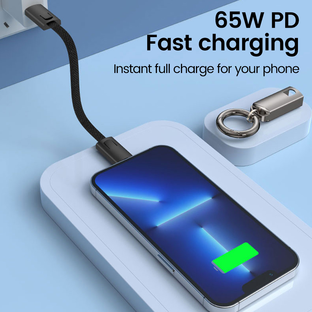 10CM Keychain Data Cable PD 65W Type C to Type C Fast Charging Cable ...