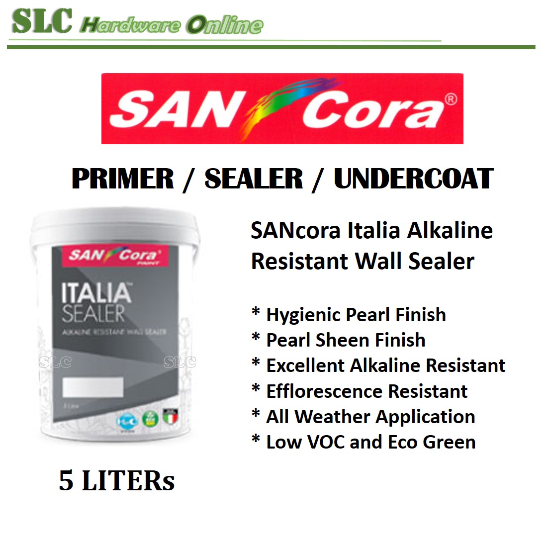 SANcora Italia Alkaline Resistant Wall Sealer / Undercoat for Interior ...