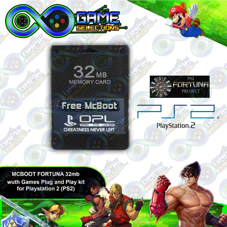 PS2 Memory Card with Free MCBOOT/FORTUNA/FUNTUNA +OPL+ESR+Media Player ...