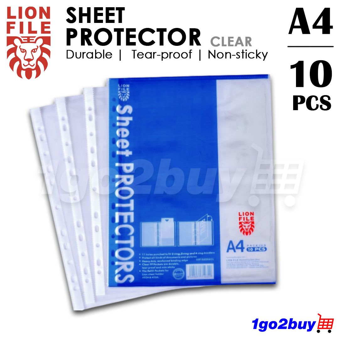 Lion File A4 / Letter PP Sheets Protectors Clear Protector Sheet Refill ...