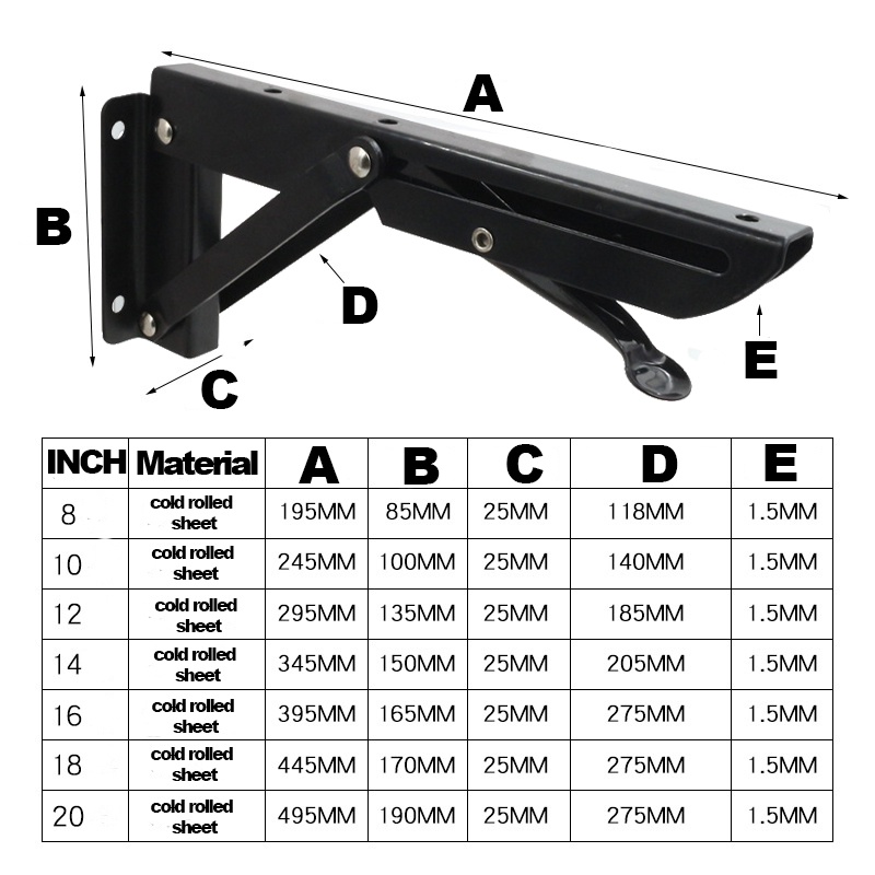 Folding Wall Shelf Flexible Wall Mount Fold Bracket Wood Rack Wall ...