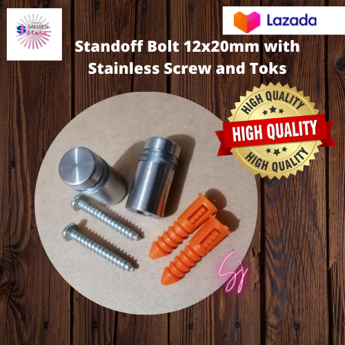 Silver Standoff Bolt 12x20mm with Stainless Screw and toks set 6pcs ...