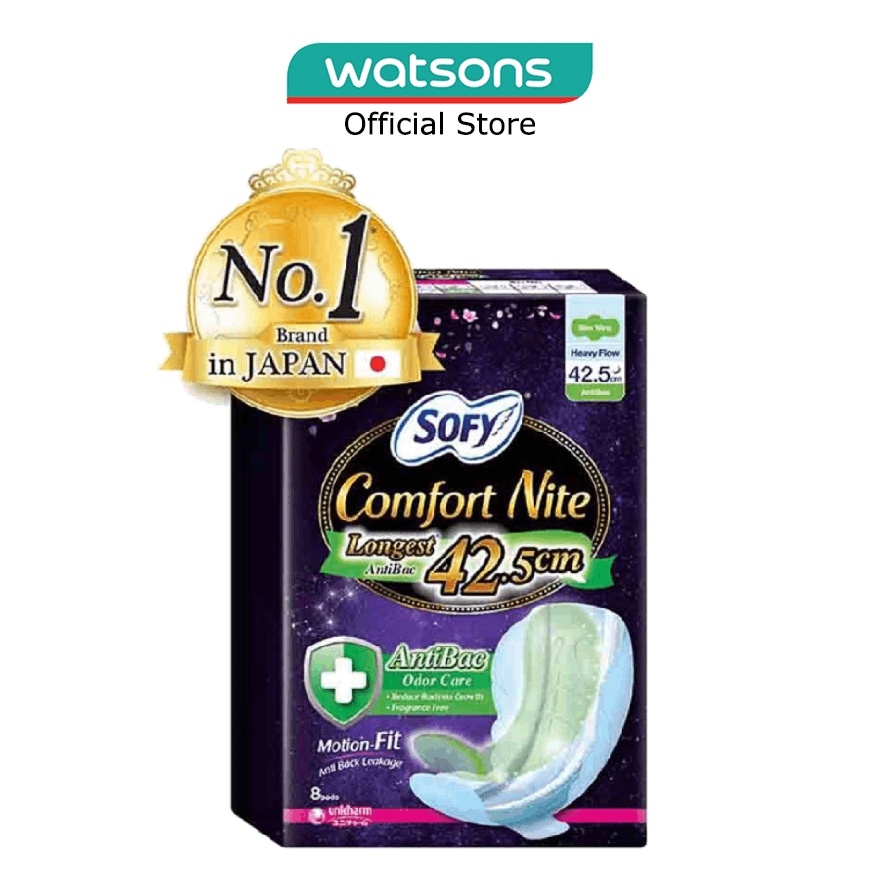 SOFY Comfort Nite Longest Anti-Bacterial Odor Care Motion Fit Anti-Back ...