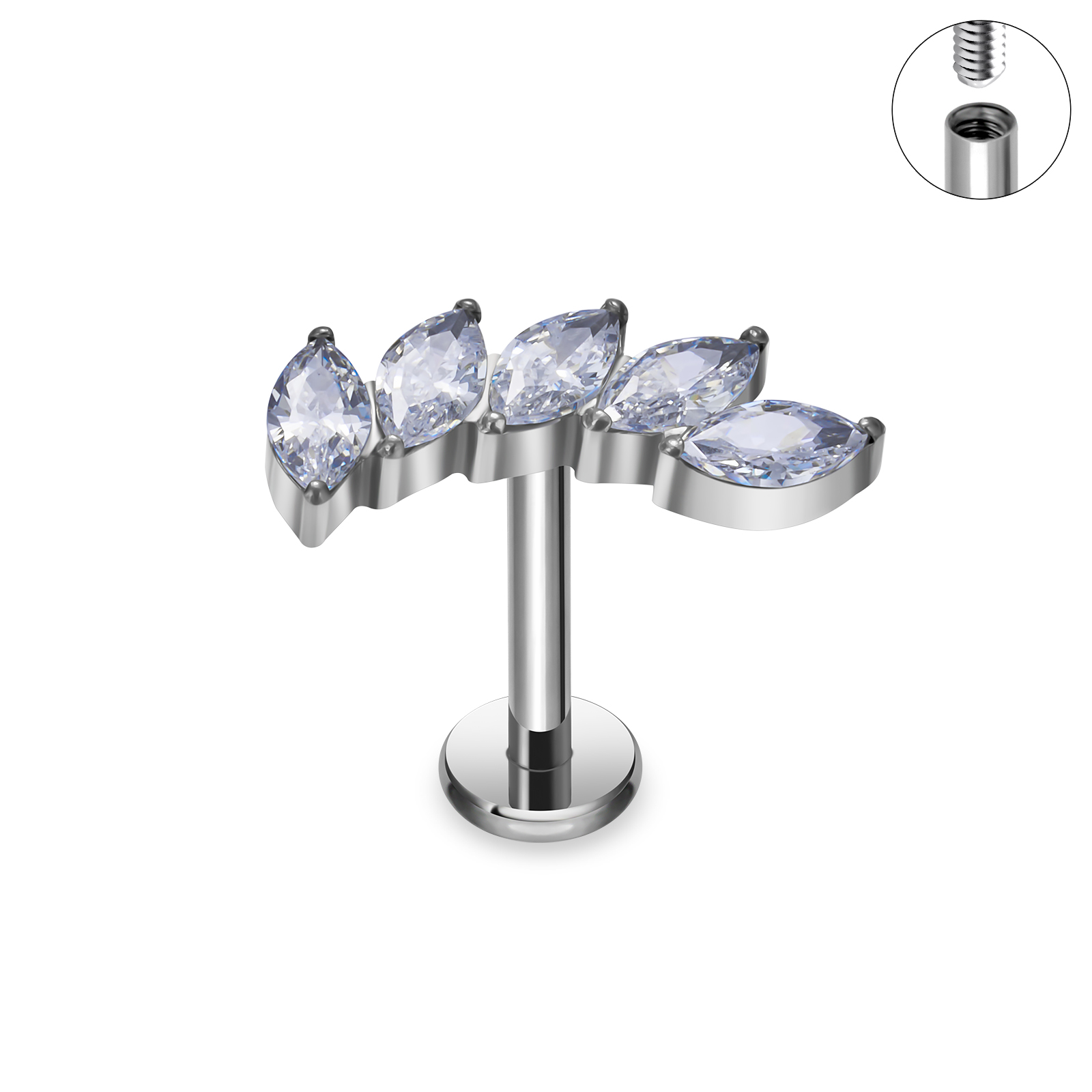 G23 Titanium 16G Labret Lip Nasal nail Stud Earring Internal Thread ...