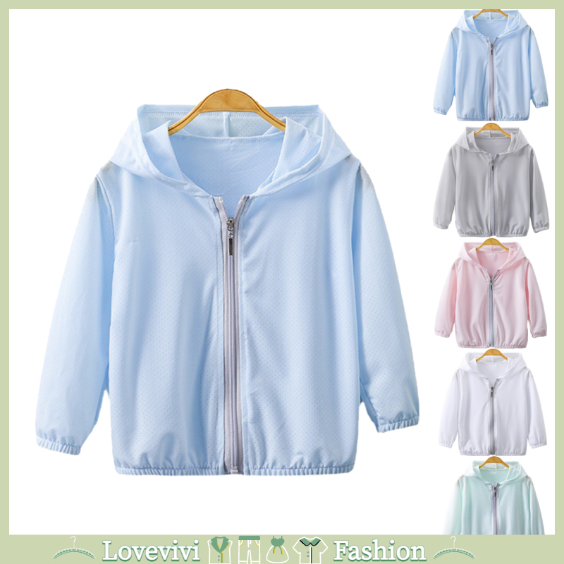 Kids Long Sleeve Jackets Summer Sun Protection Breathable Hoodie Tops ...
