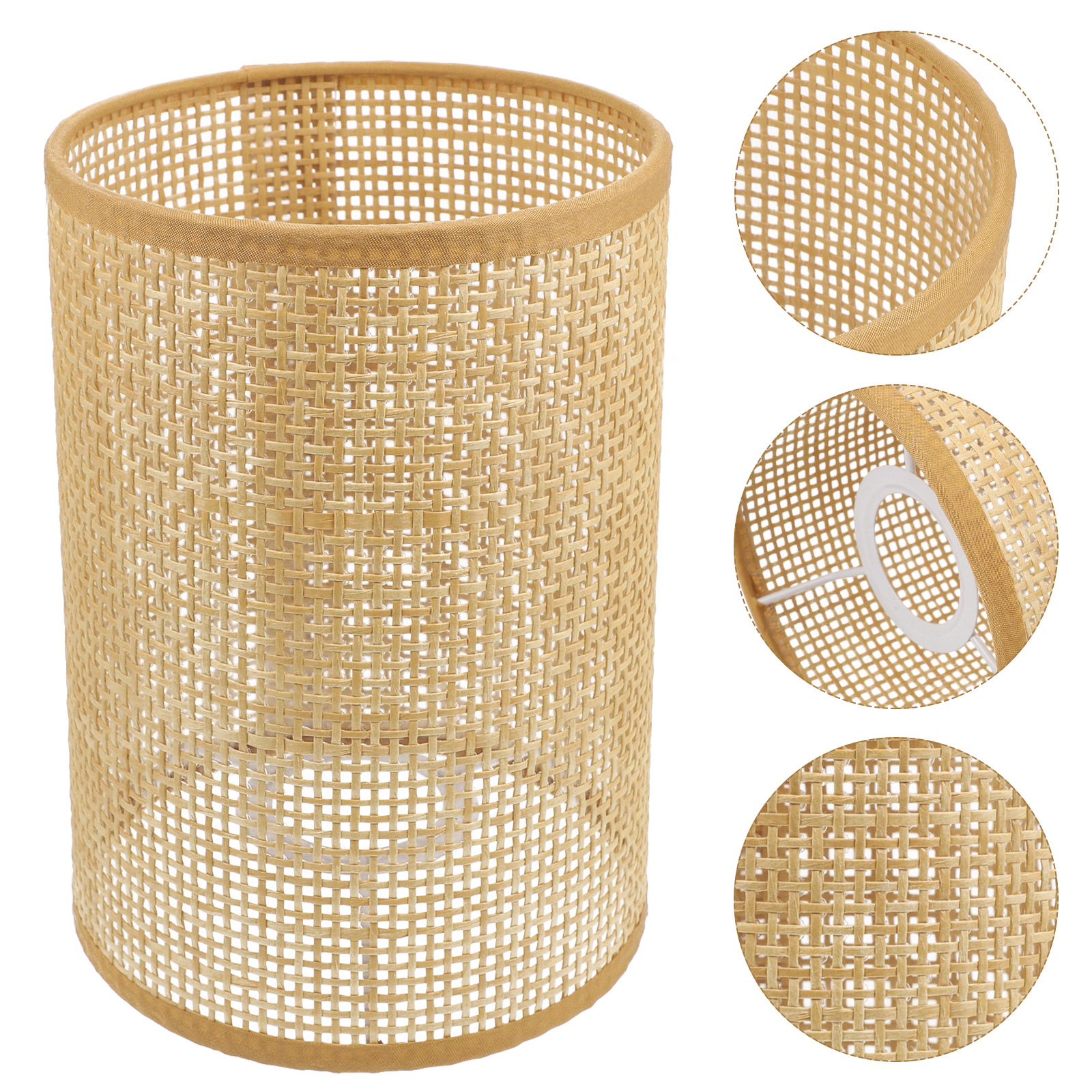 Rustic Rattan Woven Light Cover Desk Lamp Cover Indoor Lamp Shade E27 ...