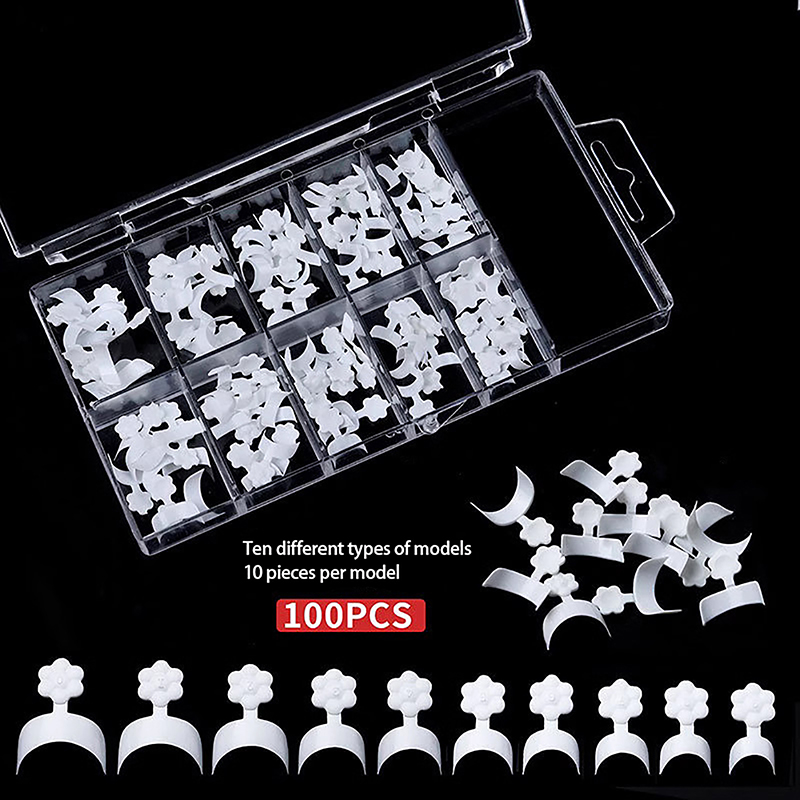 100pcs/set Plum Blossom French False Nails Tips Press On Acrylic Nails ...