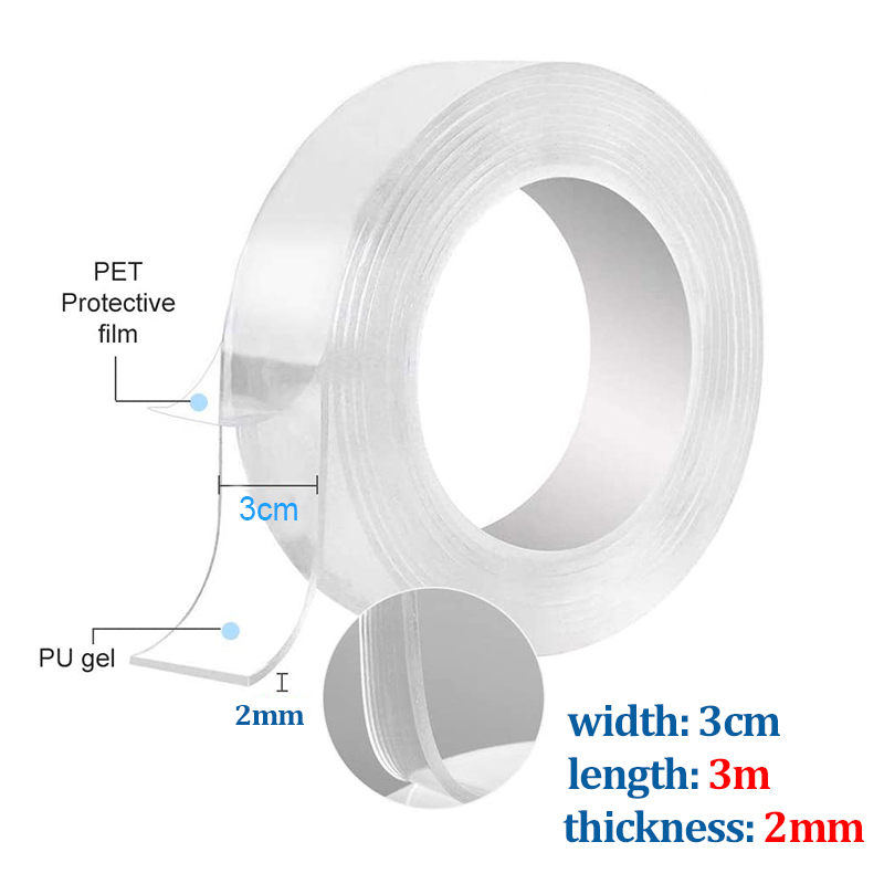 [Ship in 24 Hours] Double Sided Tape Reusable Nano Tape Waterproof Adhesive Tape Multi Purpose ...