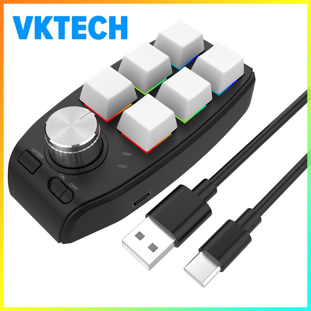 [Vktech] Wired/Wireless Macro Keyboard Programmable 6 Keys + 1 Volume ...