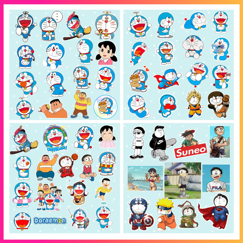 Sticker hoạt hình Conan, Doraemon, Maruko, Shin, One Piece chống nước ...