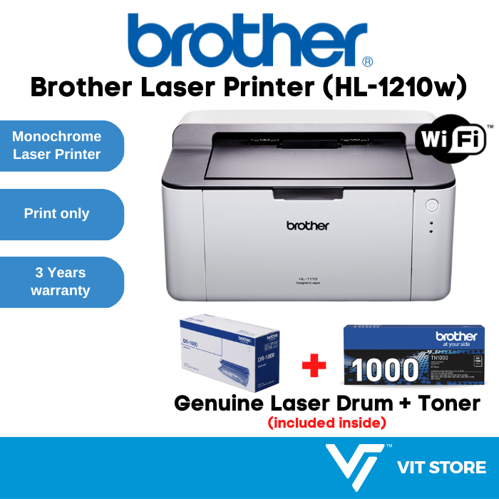 Brother HL-1110 / HL-1210w - Monochrome Single Function Laser Printer ...