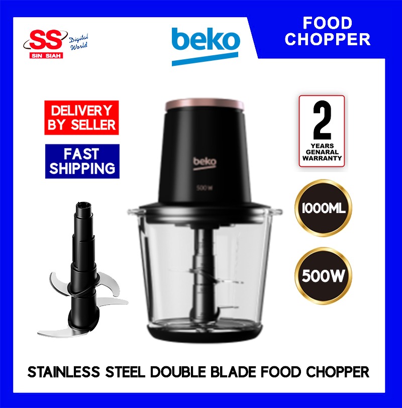 BEKO CHG70546 B BLACK 1000ml 500W Stainless Steel Double Blade Food ...