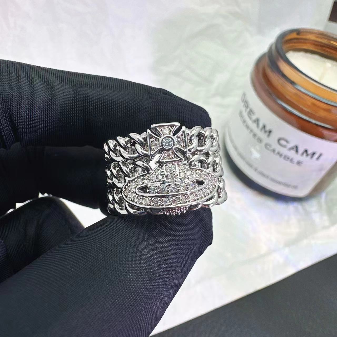 Empress Dowager Hollow Full Saturn Ring Niche High-end Light Luxury ...