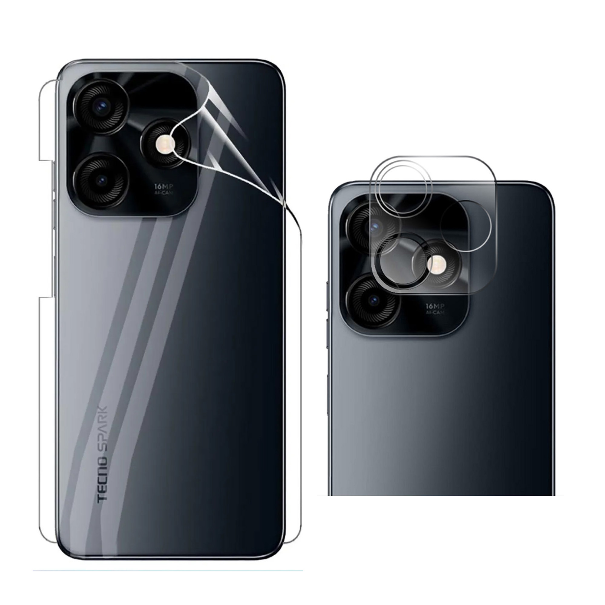 Tecno Spark 10c Full Back Coverage Clear Hydrogel Flexible Soft Film ...