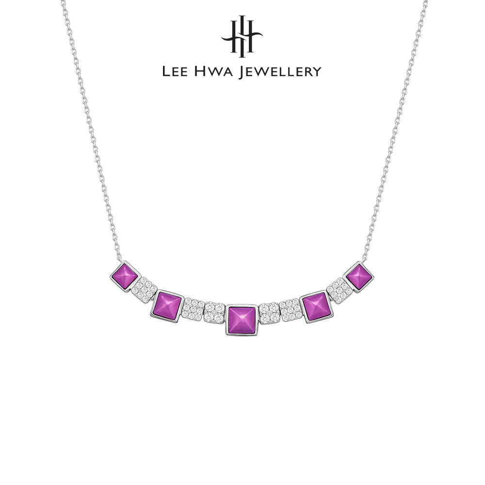 Lee Hwa Jewellery Purple Gold Square Diamond Necklace Lazada Singapore