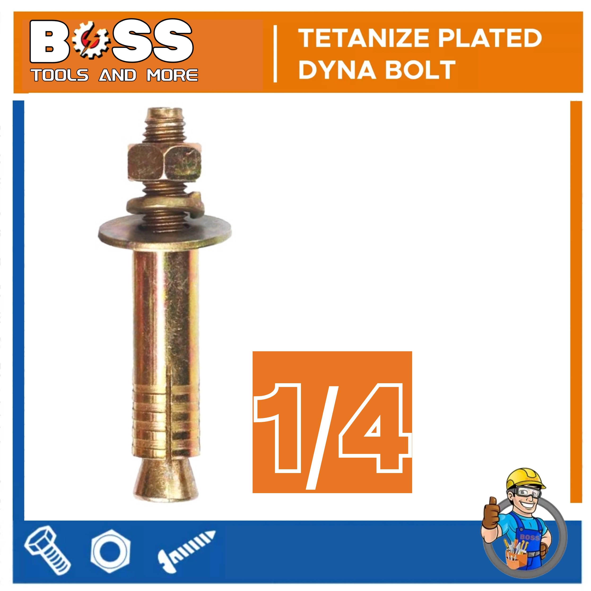 Dyna Bolt 1/4 , 5/16 , 3/8 , 1/2 , 5/8 inches Tetanized Expansion ...