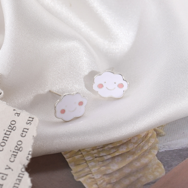 Silver Needle Sweet Cute Clouds Rainbow Earrings Personalized Soft Cute ...