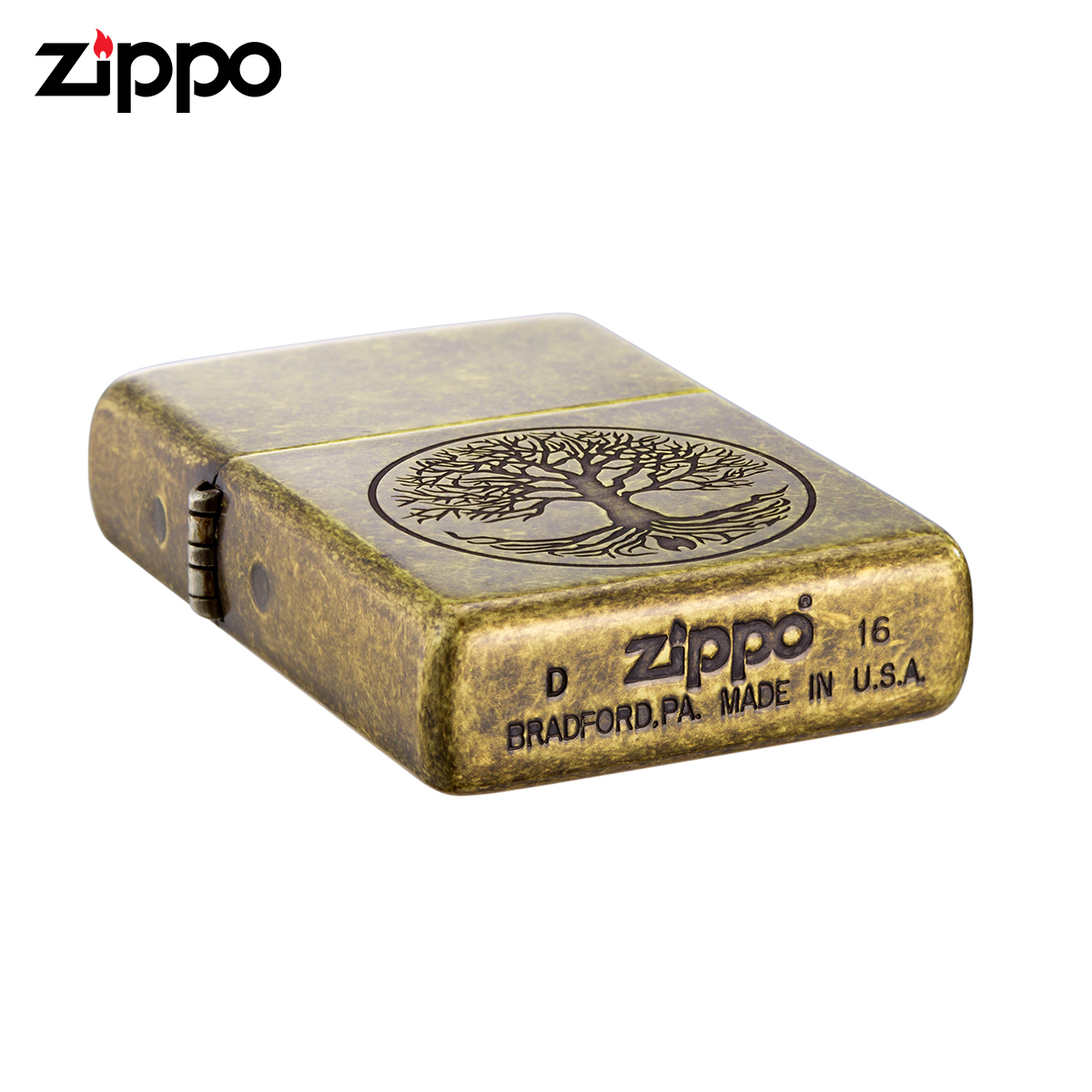 Zippo Tree of Life Design Antique Brass Pocket Lighter | Zippo 29149 ...