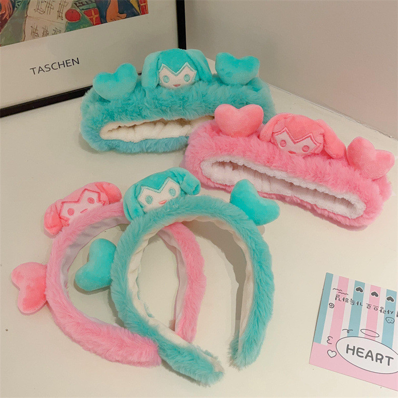Enacolor Cute Hatsune Miku Plush Headband Women 2024 New Face Pressure ...