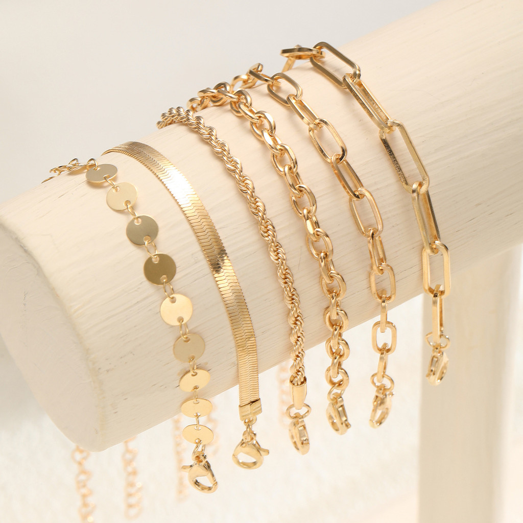 Enacolor 6Pcs/Set Elegant Women Male Metal Wafer Snake Bone Chain ...