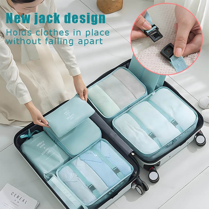 8/7/6 PCS Set Travel Organizer Storage Bags Large Capacity Suitcase ...