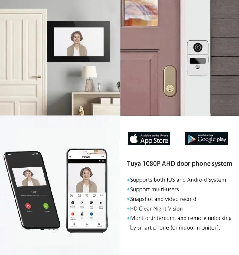 TUYA 10 Inch WiFi Video Intercom TUYA Smart Home APP Wireless Video ...