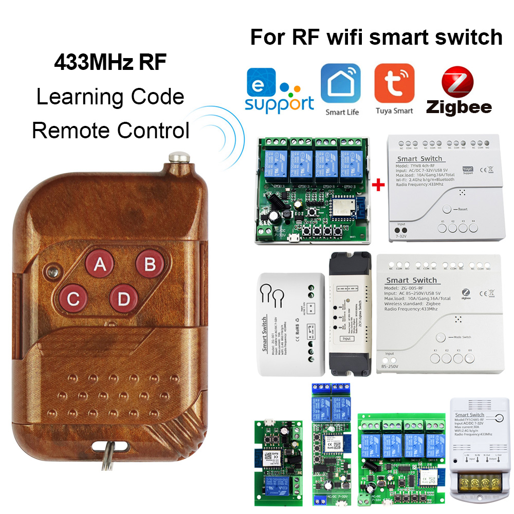 433 Mhz Wireless Rf Remote Control Ev1527 Learning Code Controller For Ewelink Tuya Zigbee ...
