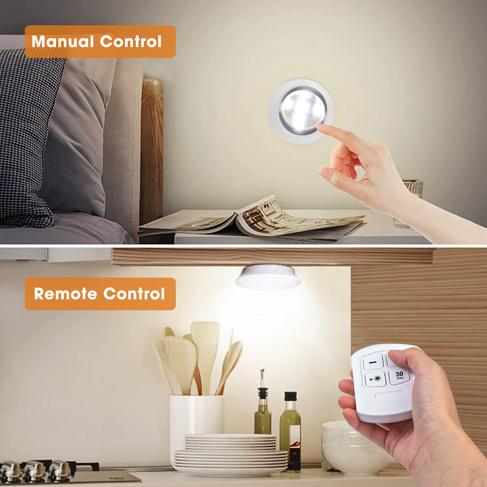 1/4PCS Remote Control Cabinet Light Battery Powered Night Light ...
