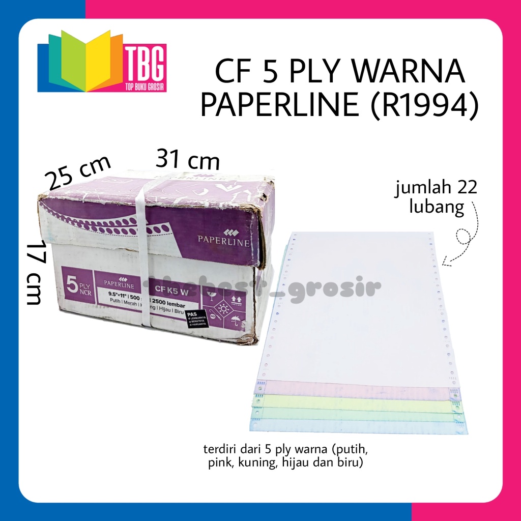 1 BOX CF 5 PLY WARNA PAPERLINE / CONTINUOUS FORM / KERTAS NOTA / KERTAS ...