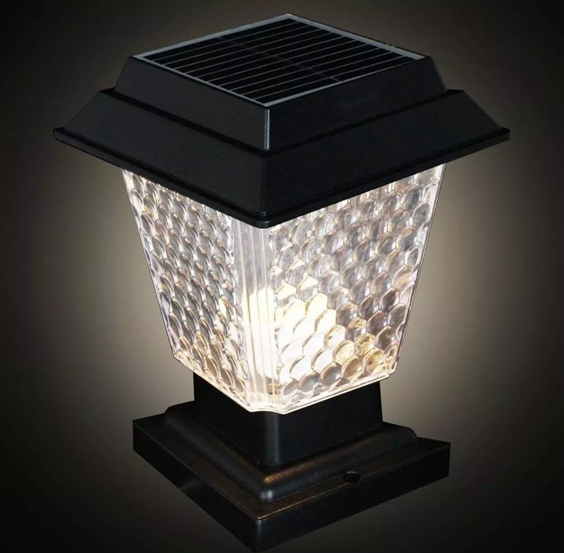 Round solar light outdoor waterproof gate pillar head lamp courtyard ...