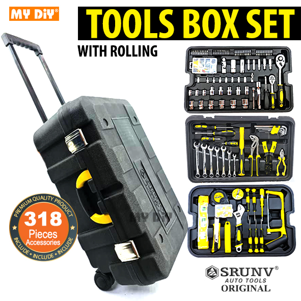 MYDIYHOMEDEPOT - SRUNV 318PCS TOOLS SET WITH ROLLING TOOL BOX SPANNER ...