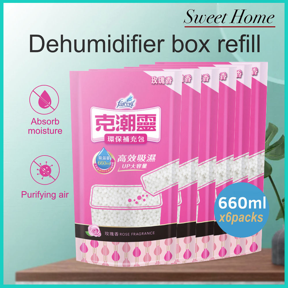 [6packs] Farcent Refillable Dehumidifier Refill Rose Fragrance Dehumidifier Filling Particles ...