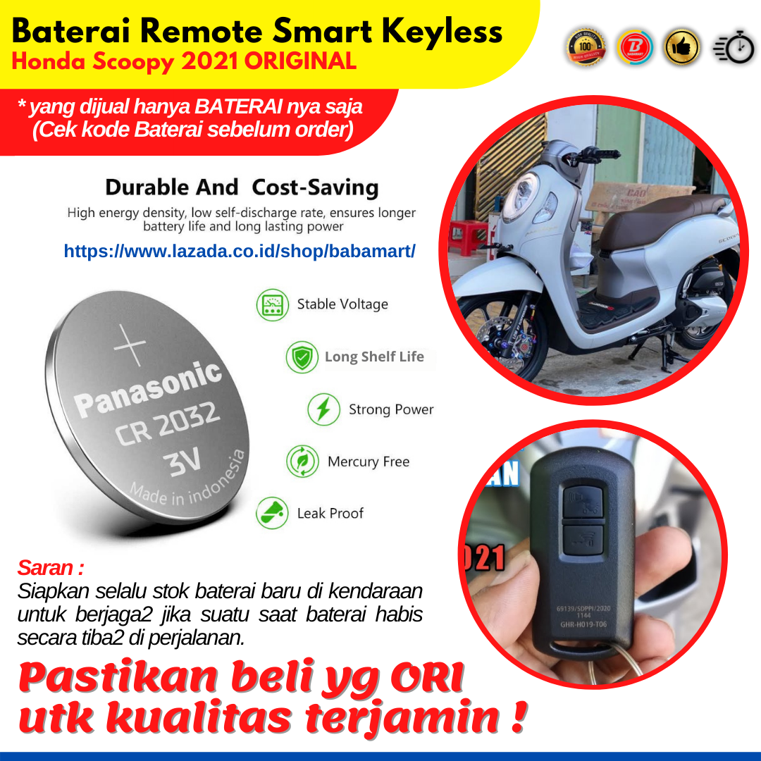 BATERAI REMOT MOTOR HONDA SCOOPY 2021 SMART KEYLESS REMOTE ORIGINAL ...
