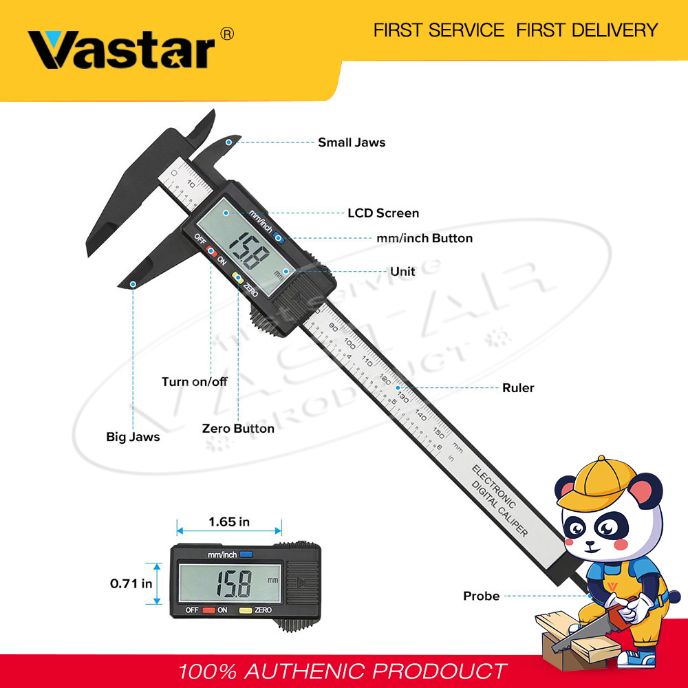 Vastar 1 Pcs 150mm Digital Vernier Caliper Accurate Caliper Carbon ...