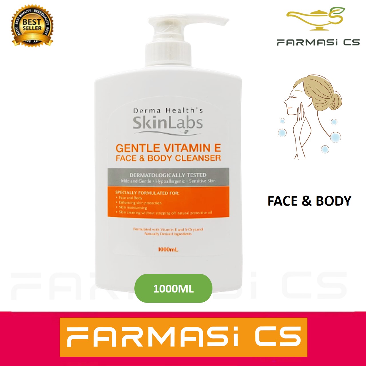 SkinLabs Gentle Vitamin E Face & Body Cleanser 1000ml EXP:09/2026 | Lazada