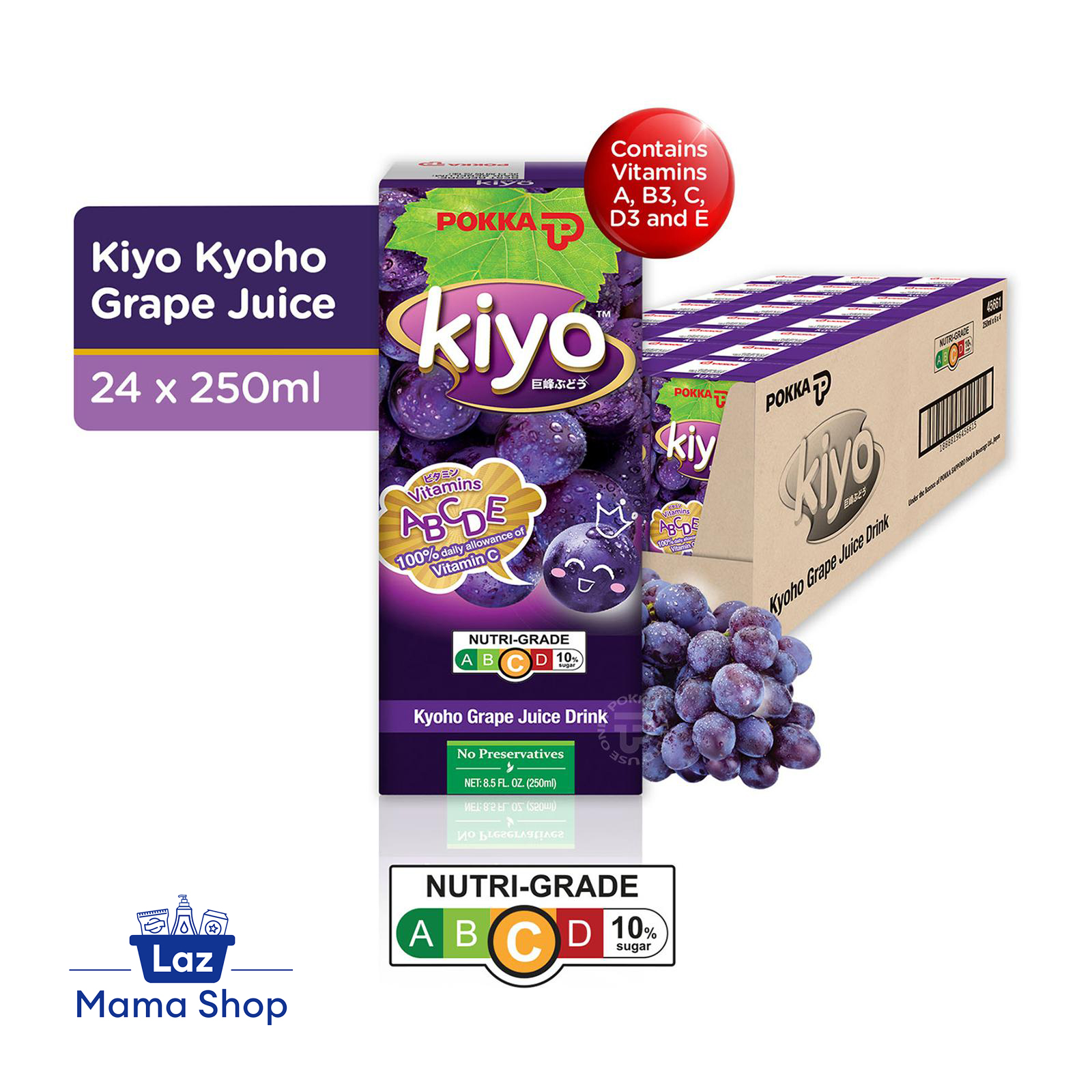 Pokka Kiyo Kyoho Grape Juice (24 x 250ml) - Case (Laz Mama Shop) | Lazada Singapore