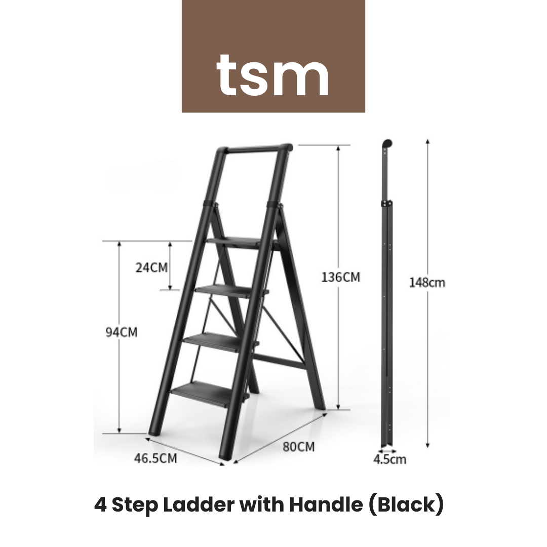 TSM Slim Foldable Step Ladder for Home | Aluminum Lightweight | 2/3/4/5 ...