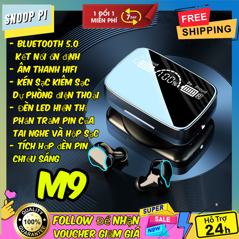 Tai Nghe Không Dây TWS M9 Bluetooth 5.1 Có Đèn Led Báo Phần Trăm Pin,Âm ...