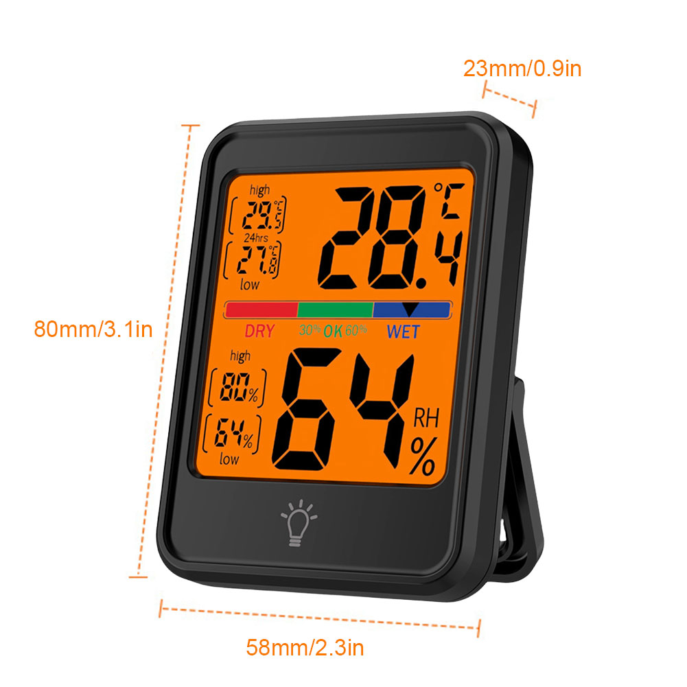 Indoor Backlight Magnetic Hygrometer Large Screen Temperature and ...