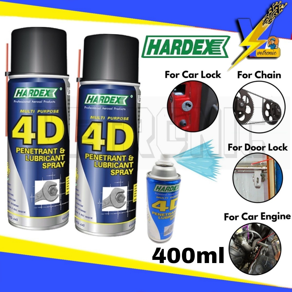HARDEX HD440 4D PENETRANT & LUBRICANT SPRAY (400ML HD440) ANTI RUST ...