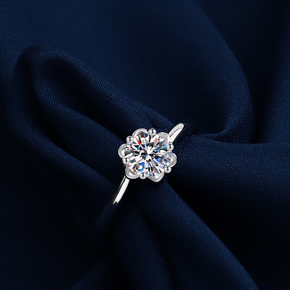 Light Luxury Fashion 1 karat Stone Ring Women's Opening Adjusting Inlay ...